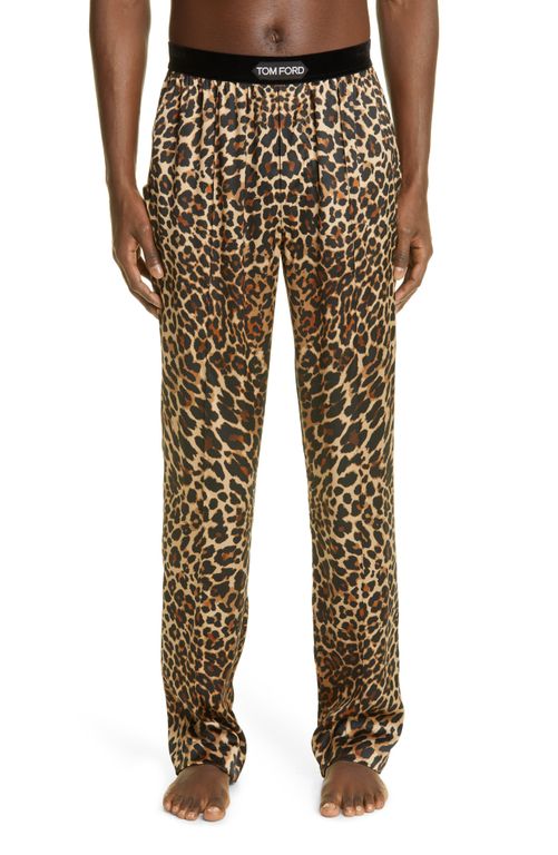 Leopard Print Stretch Silk Pajama Pants | SheFinds