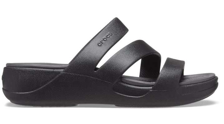 Crocs Black Women’S Crocs Boca Strappy Wedge Shoes | SheFinds